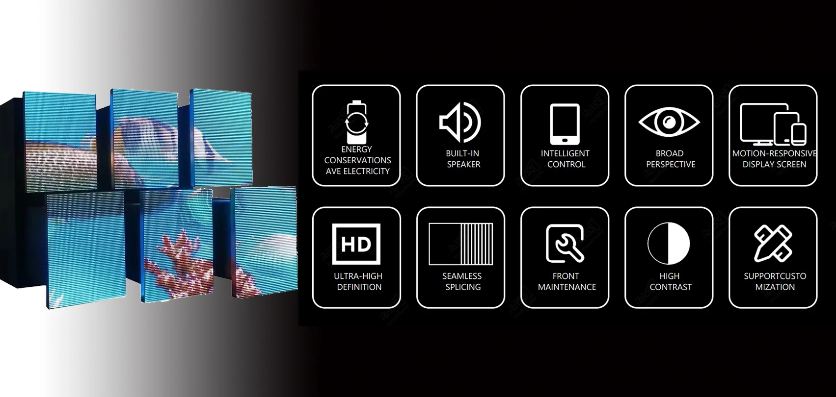 Écran à matrice LED cinétique à ondes - Série FR-KM - reissdisplay